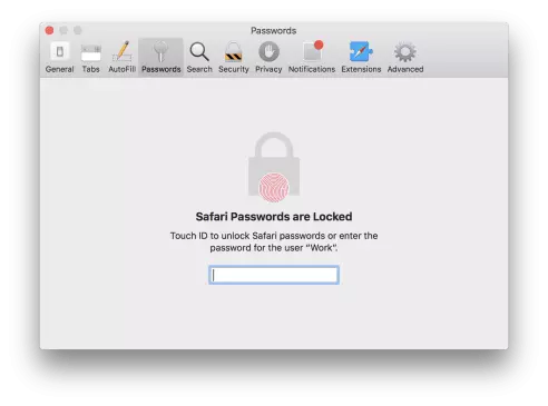 macOS Safari Preferenzi Passwords