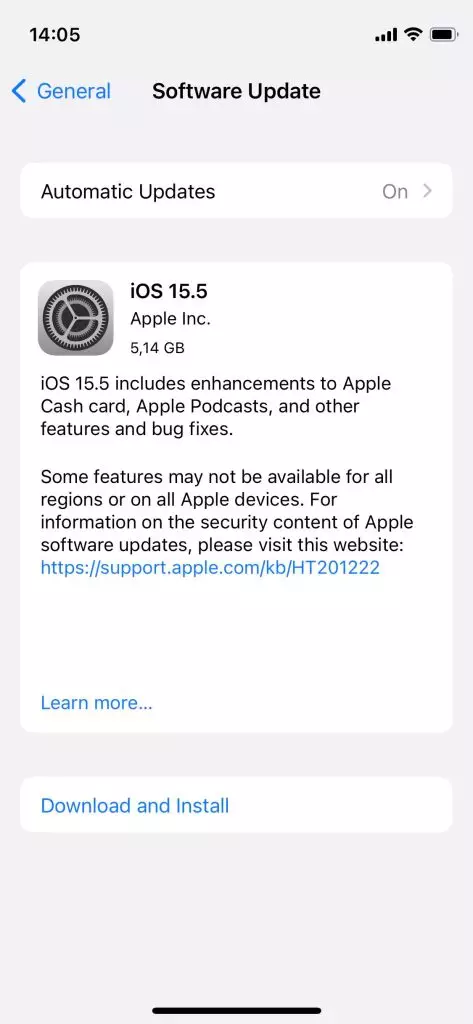 Apple выпускае апошнюю бэта-версію iOS 15.5: вось што новага 1061_2