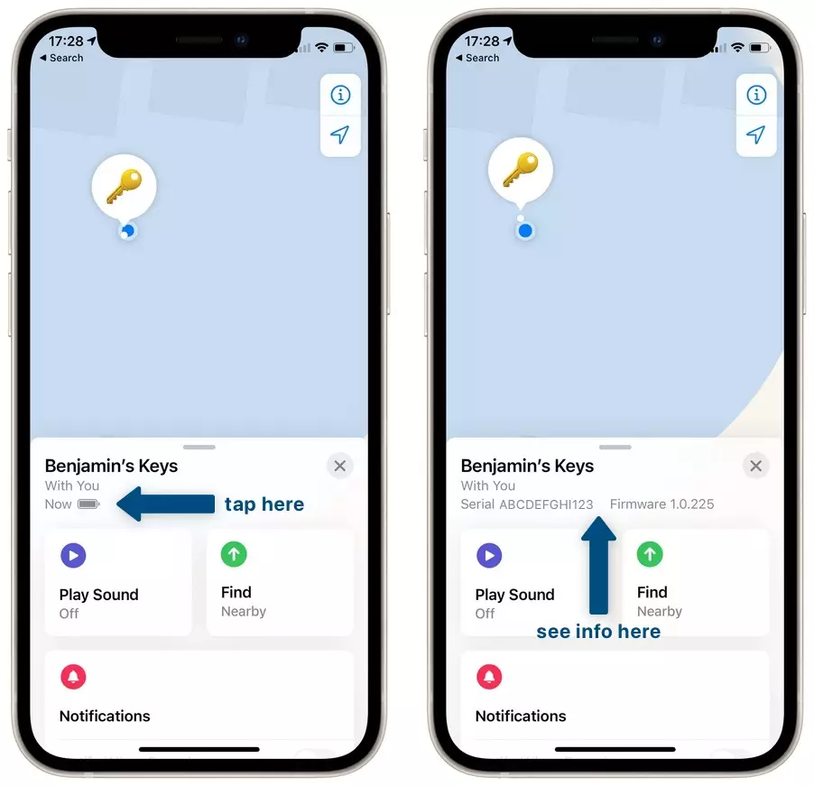 Si të gjeni numrin serial të AirTag dhe versionin e firmuerit 10785_2