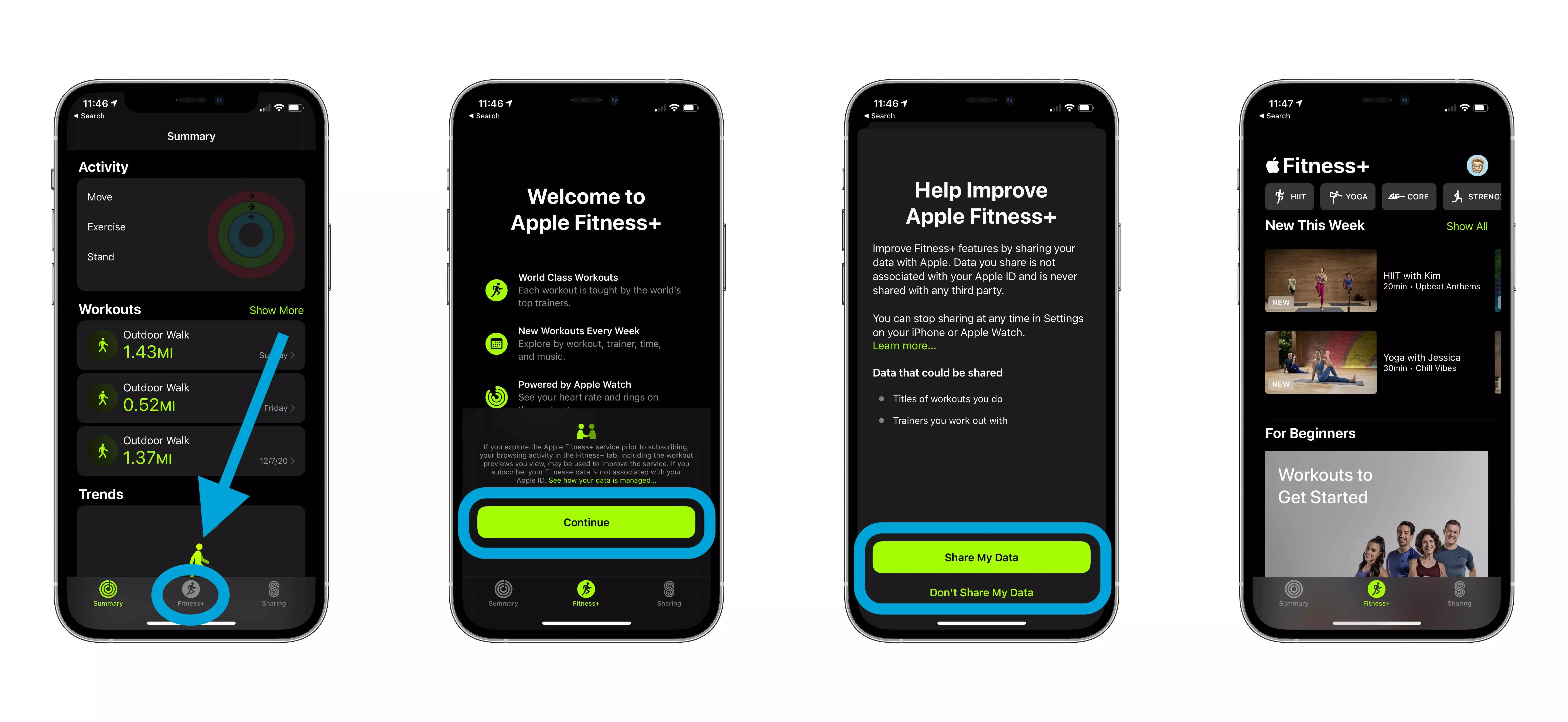 Uyisebenzisa kanjani i-Apple Fitness+ ku-iPhone ubhalisa, okuningi