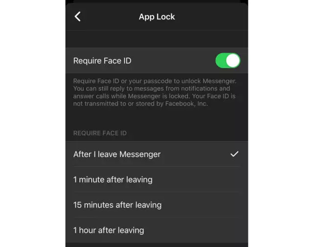 Facebook igerageza Face ID na Touch ID ifunga porogaramu ya Messenger kuri iOS 11193_2