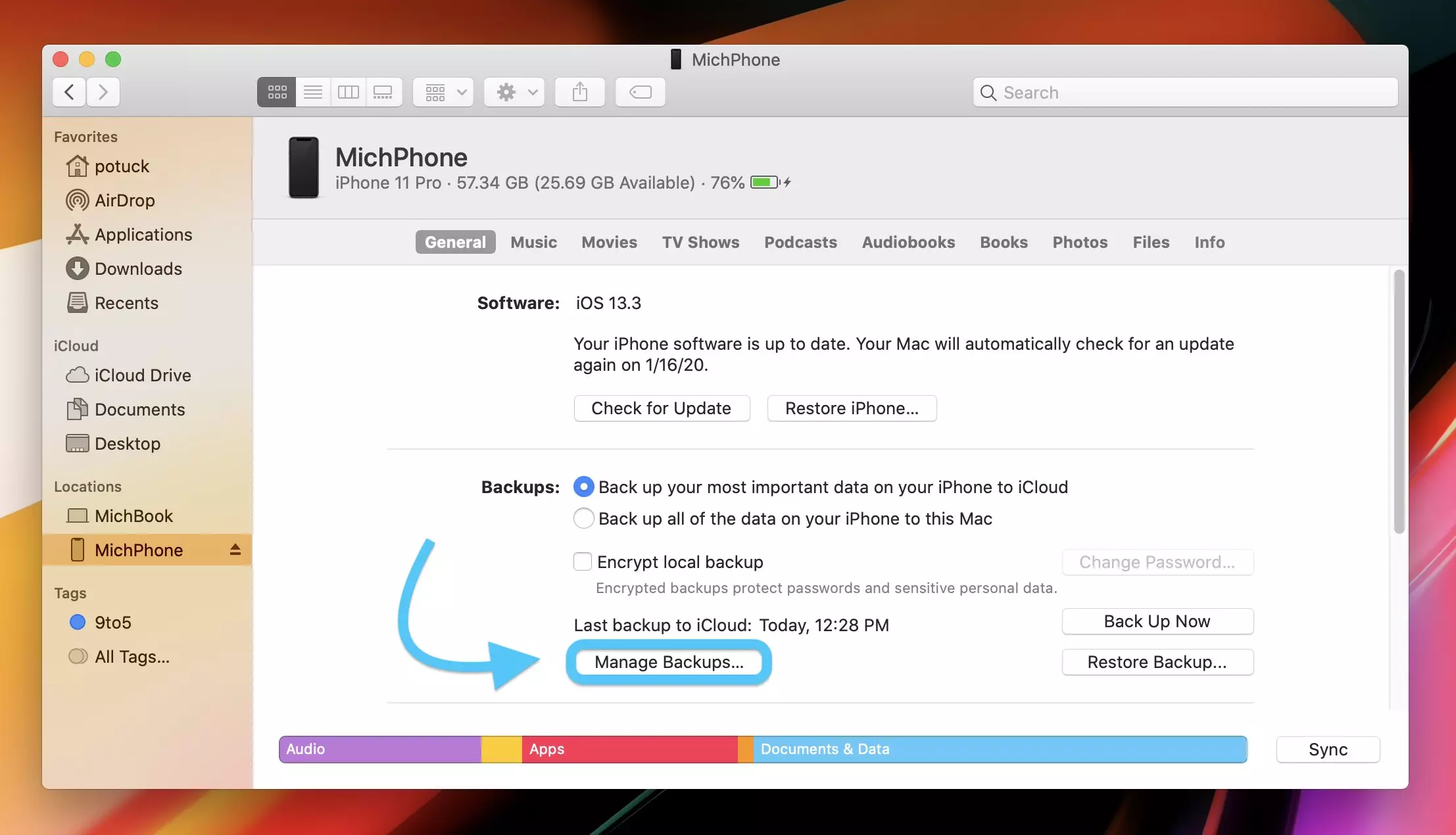 Ahoana no hamafa iPhone backups macOS Catalina walkthrough 1