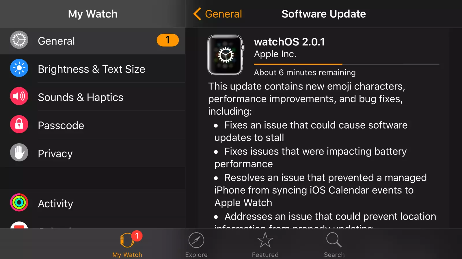 Apple-ը թողարկում է WatchOS 2.0.1-ը Apple Watch-ի համար՝ մարտկոցի աշխատանքի բարելավումներով և այլ սխալների շտկմամբ, tvOS GM-ը՝ Apple TV-ի համար: 12465_1