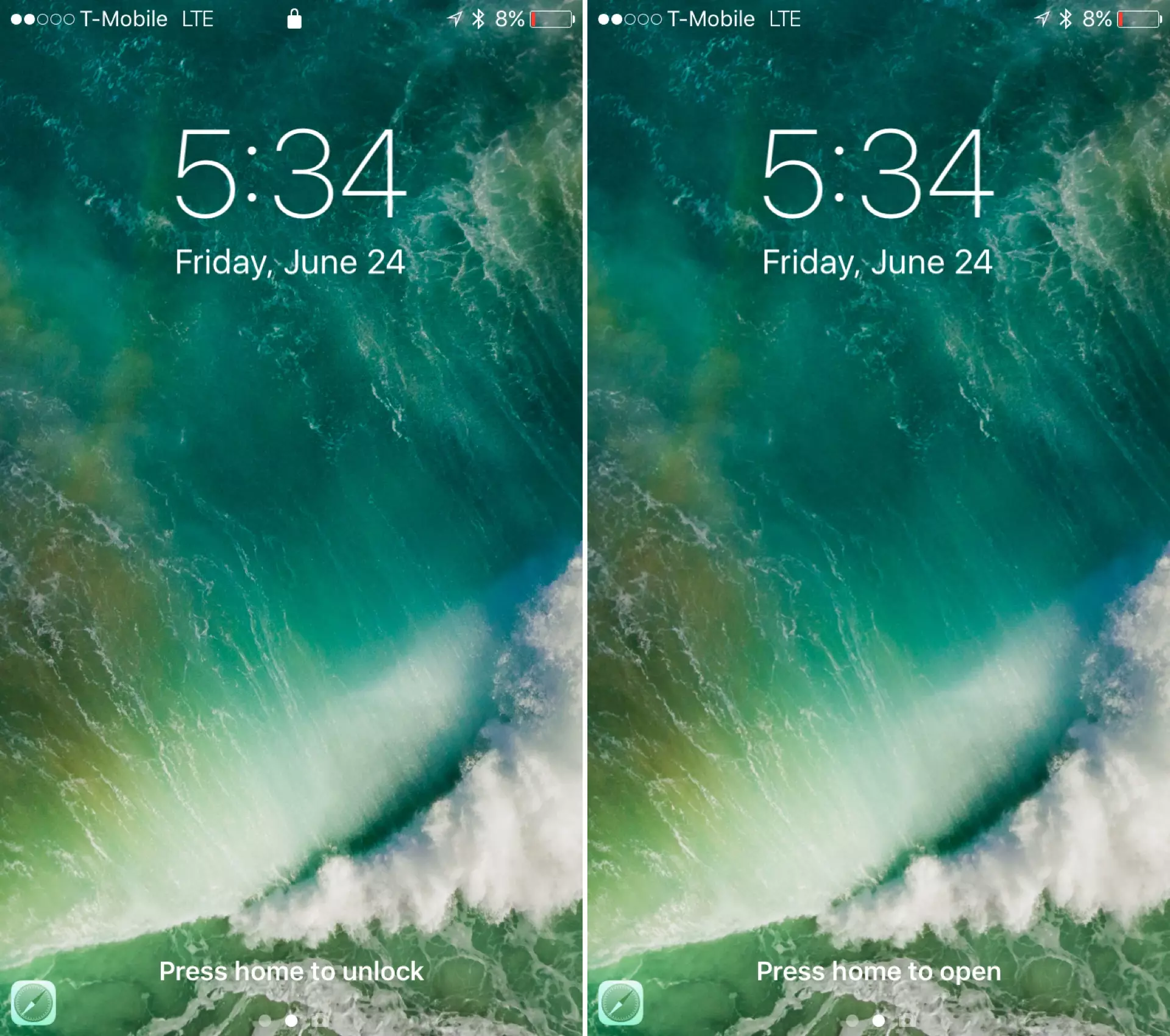 iOS 10 Lock screen