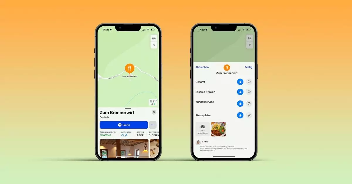 Apple Maps Bewäertungssystem elo verfügbar fir Benotzer an Däitschland