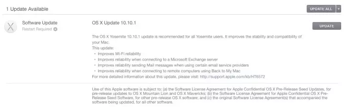 Apple ayaa siidaaya OS X Yosemite 10.10.1 w/ hagaajinta cayayaanka & hagaajinta WiFi