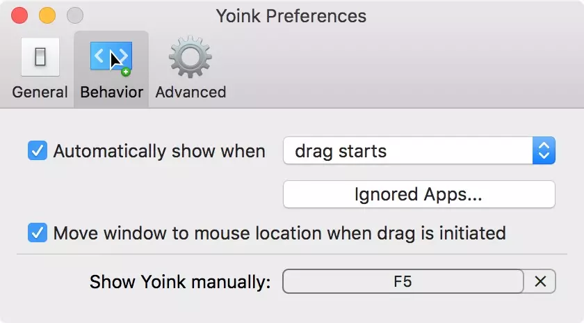 Yoink Preference Panel