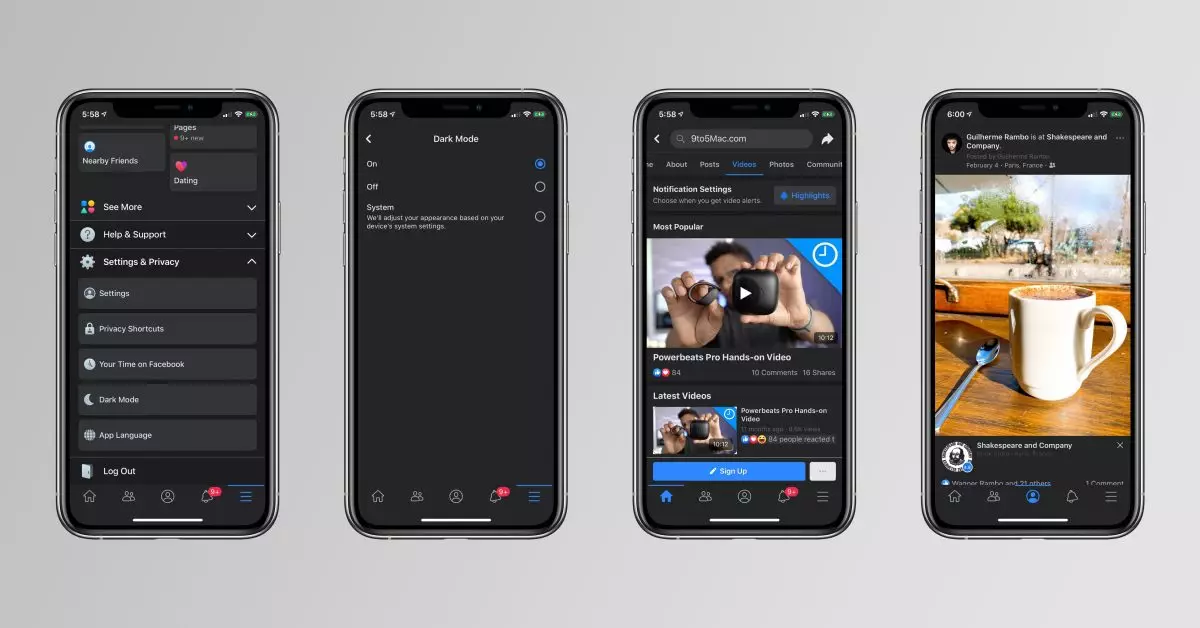 Facebook begynder langsomt at udrulle Dark Mode-understøttelse til iOS