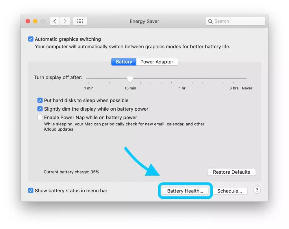 Yuav ua li cas qhib / tawm optimized roj teeb them ntawm Mac 21237_8