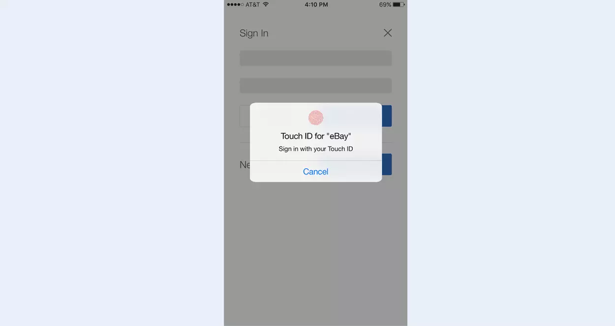 eBay Touch ID өчен ярдәм өсти, яңа 'Бер тапкыр серсүз' кертү ысулын кертә 23413_1