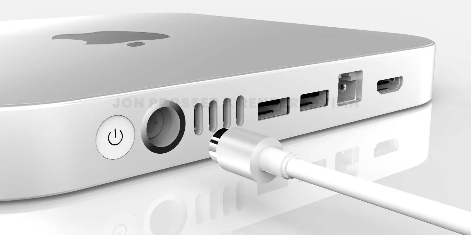 M1X Mac mini gëtt gemellt fir méi dënnem Chassis Redesign ze hunn, benotzt deeselwechte magnetesche Kraaftstecker wéi neien iMac 2367_1