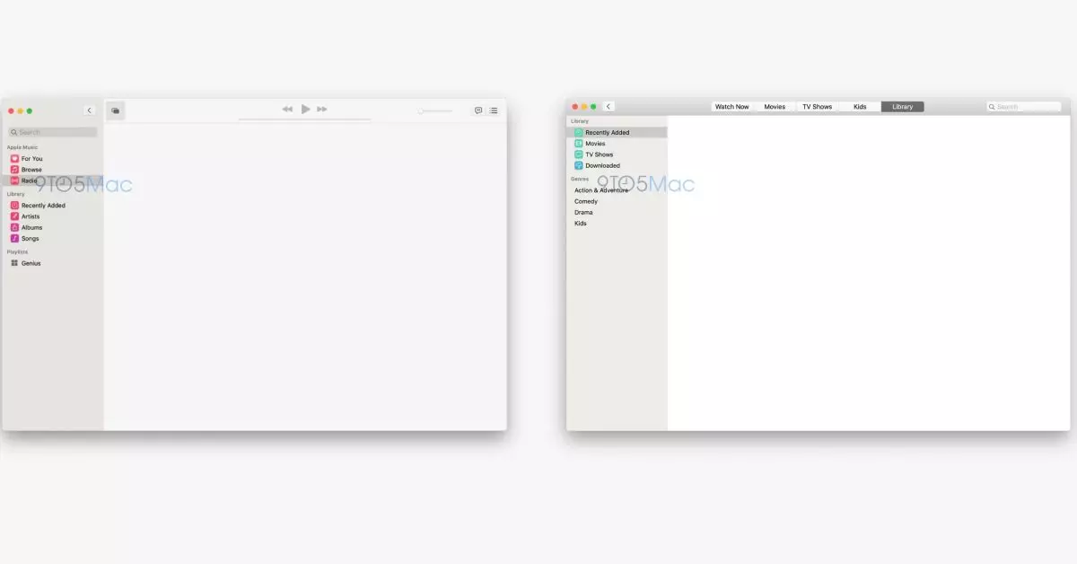 Скриншотҳои истисноӣ барномаҳои нави мусиқӣ ва телевизиониро барои Mac нишон медиҳанд
