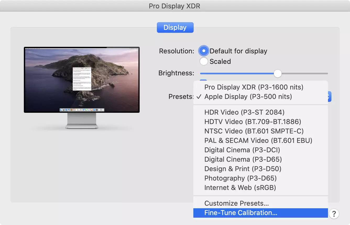 Saib ntawm tus tshiab Pro Display XDR fine-tune calibration nqis hauv macOS Catalina 10.15.5 2418_3