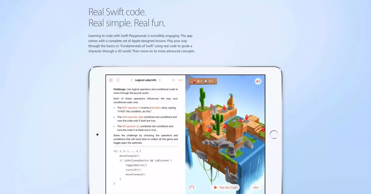 Swift Playgrounds mo iPad e faʻaopoopoina le faʻaleleia atili o le tuʻufaʻatasia o mea e tolu, sili atu