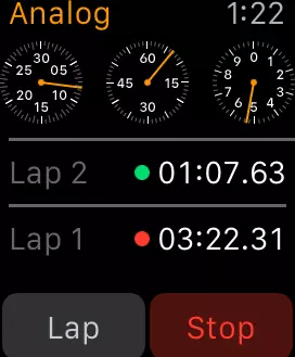 Apple Watch Stopwatch ການແບ່ງຕົວແບບອະນາລັອກ