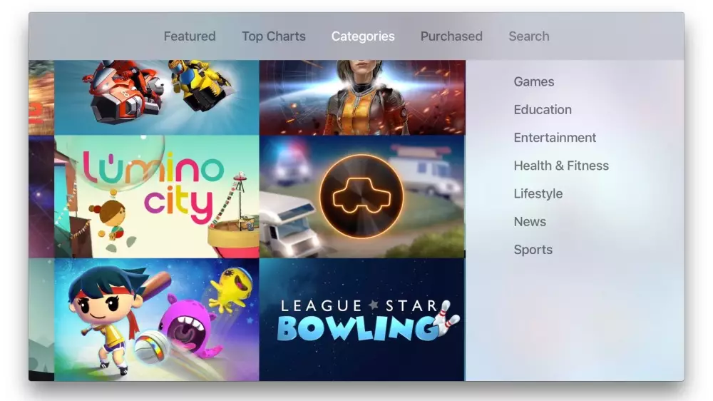 Categorías de Apple TV