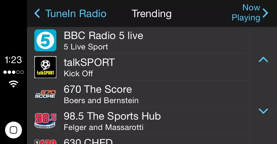 Mae TuneIn Radio yn ychwanegu gorsafoedd radio go iawn at reolaethau CarPlay + Apple Watch 2515_1