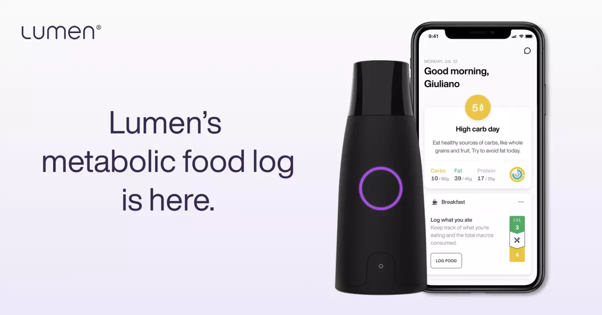 Aplikacioni iOS i analizuesit metabolik të Lumen merr regjistrin e ushqimit për të treguar se si ndikon ushqimi te ju në kohë reale