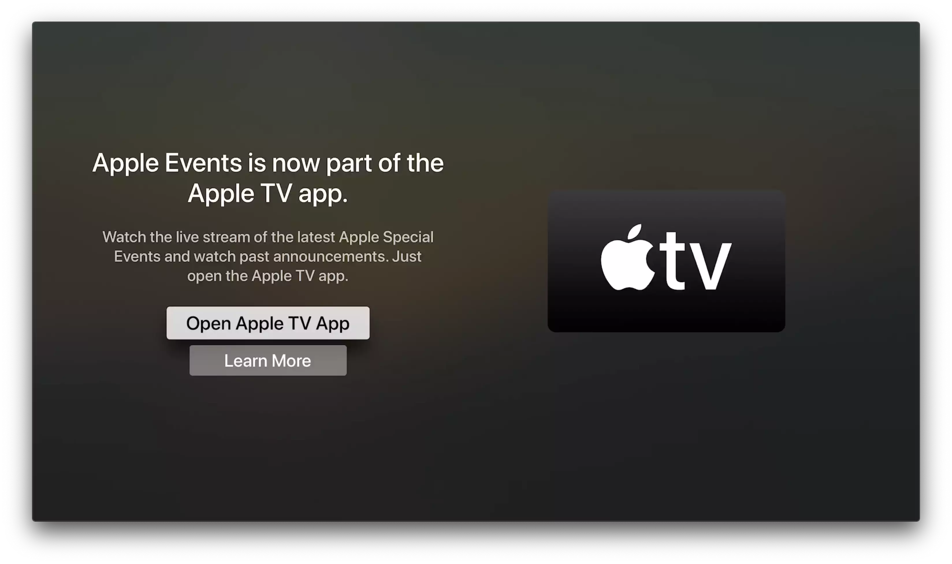 Ohun elo Awọn iṣẹlẹ Apple fun tvOS n lọ si ohun elo TV, ṣafikun atilẹyin fun awọn ṣiṣan 4K [U] 28261_2