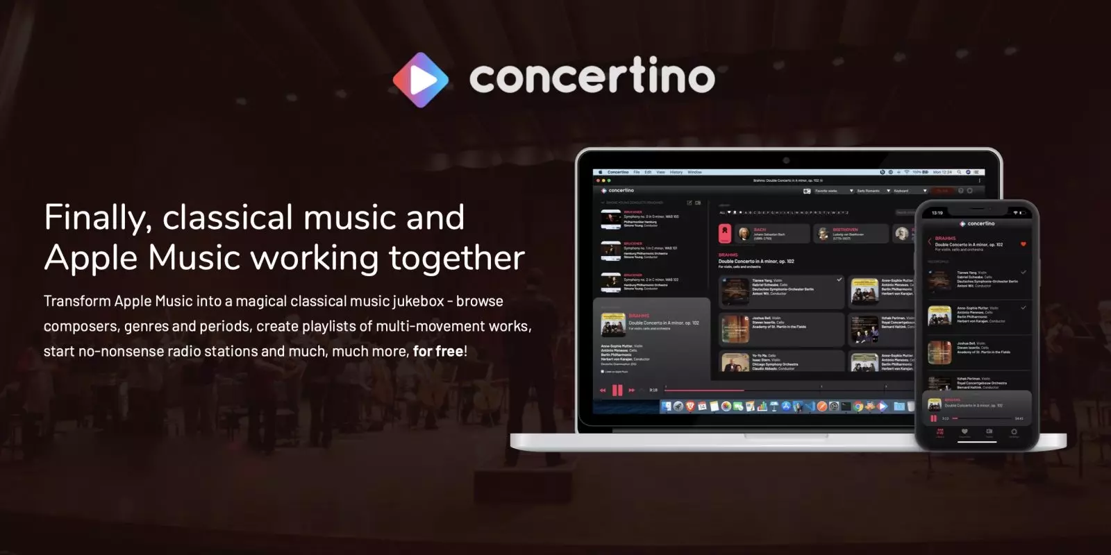 Concertino Apple Music классикалық музыка ойнатқышы