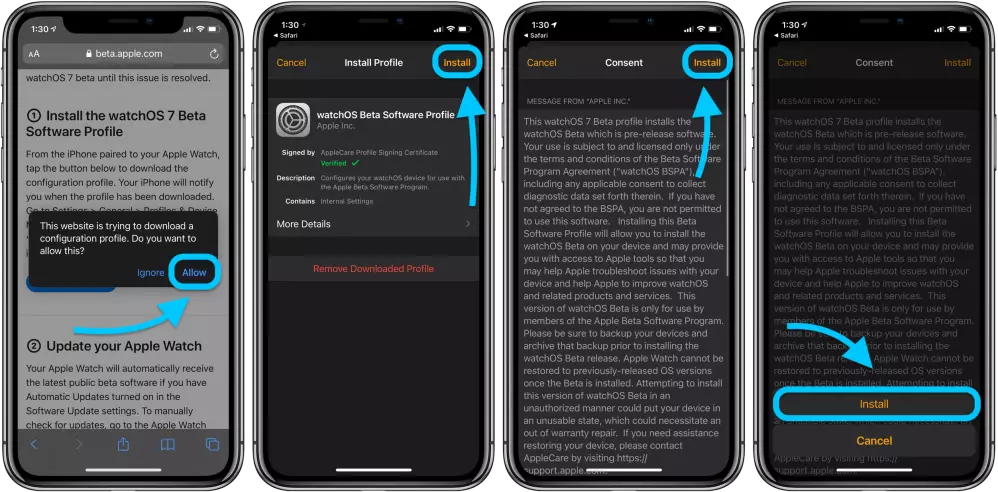 AppleWatchにwatchOS7パブリックベータをインストールする方法 33549_4