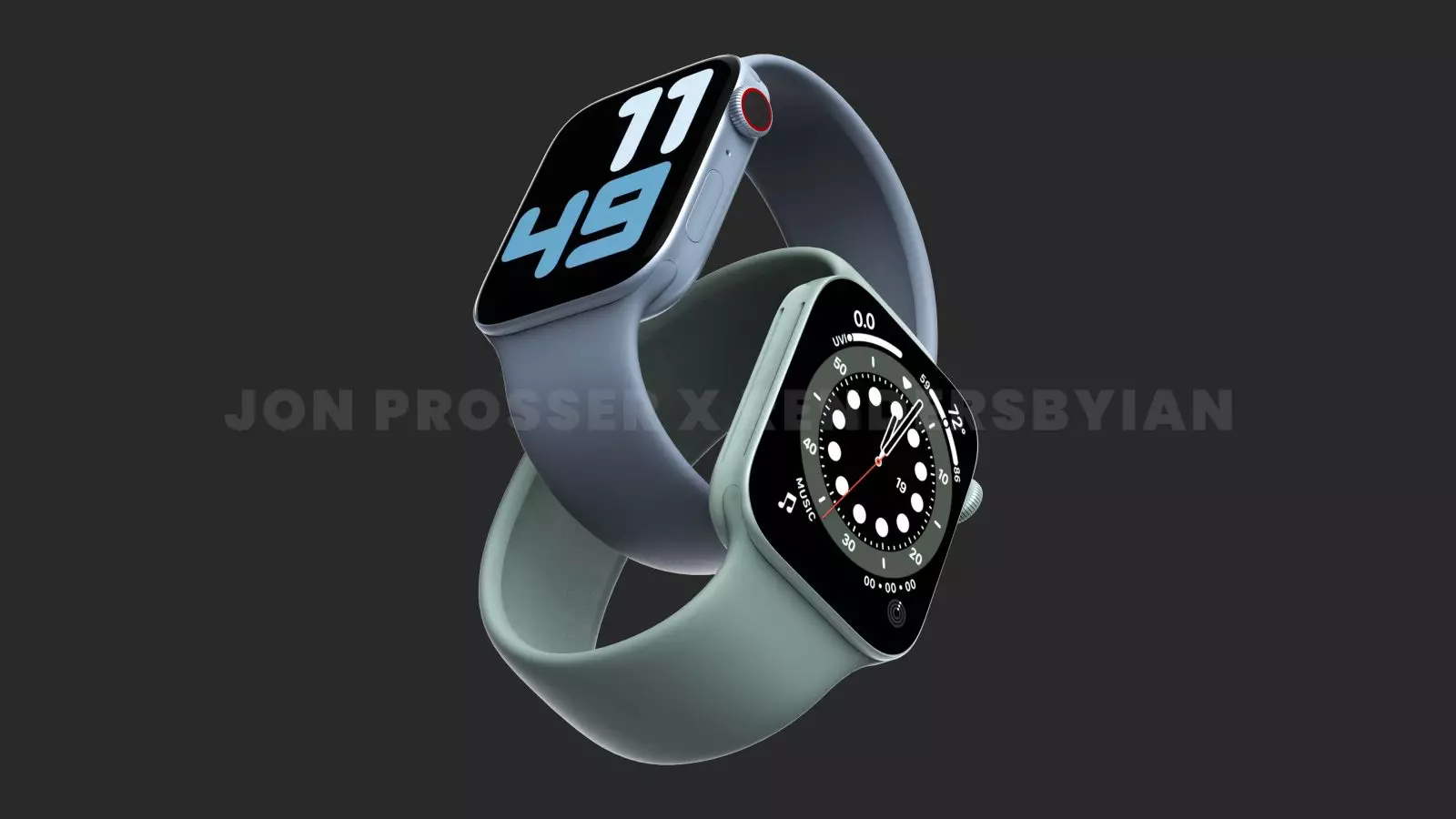 [Yangilanish: Renderlar] Mish-mish: Apple Watch Series 7 tekis qirrali dizayn, yangi yashil rang variantiga ega bo'ladi 34137_1