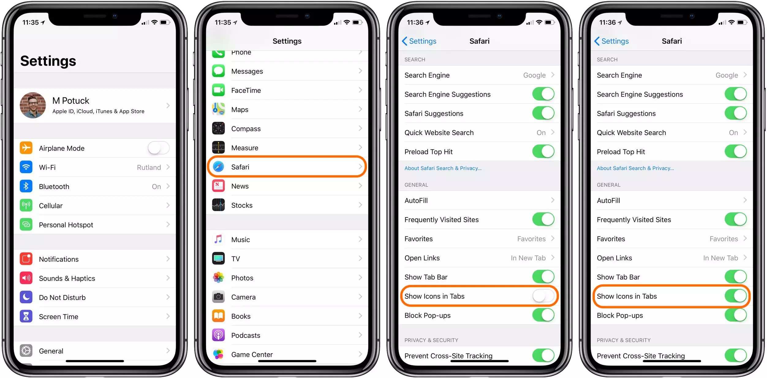 iPhone & iPad: iOS 12లో Safari ట్యాబ్ చిహ్నాలను ఎలా చూపించాలి 34625_2