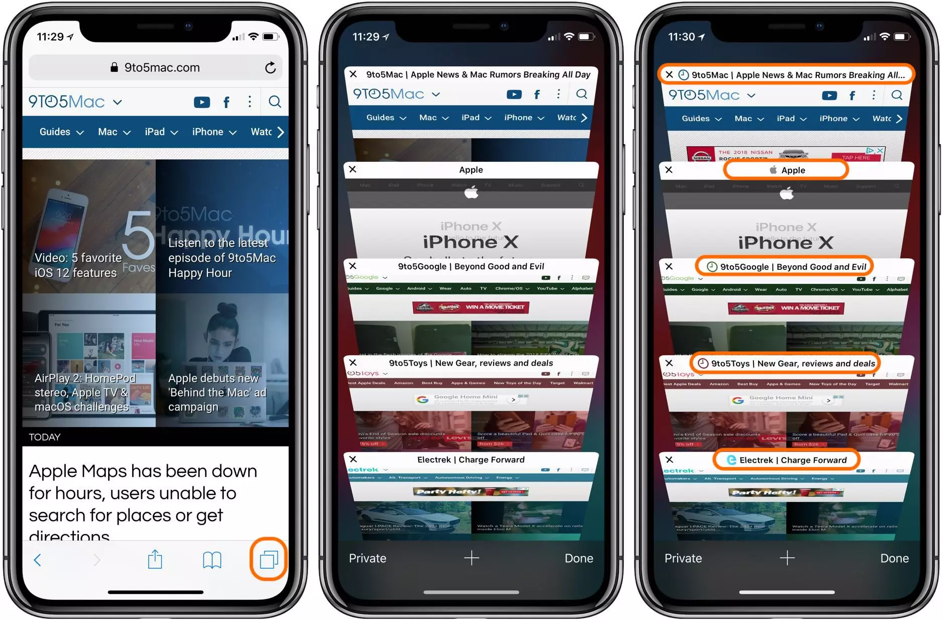 iPhone & iPad: iOS 12లో Safari ట్యాబ్ చిహ్నాలను ఎలా చూపించాలి 34625_3