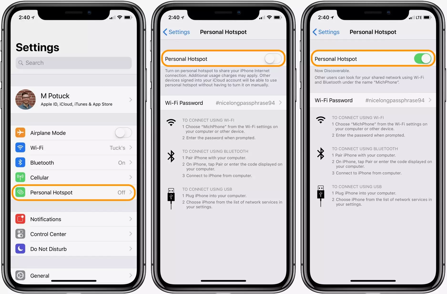 iPhone: Nola erabili gune pertsonal bat eta pasahitzak aldatu 37487_2