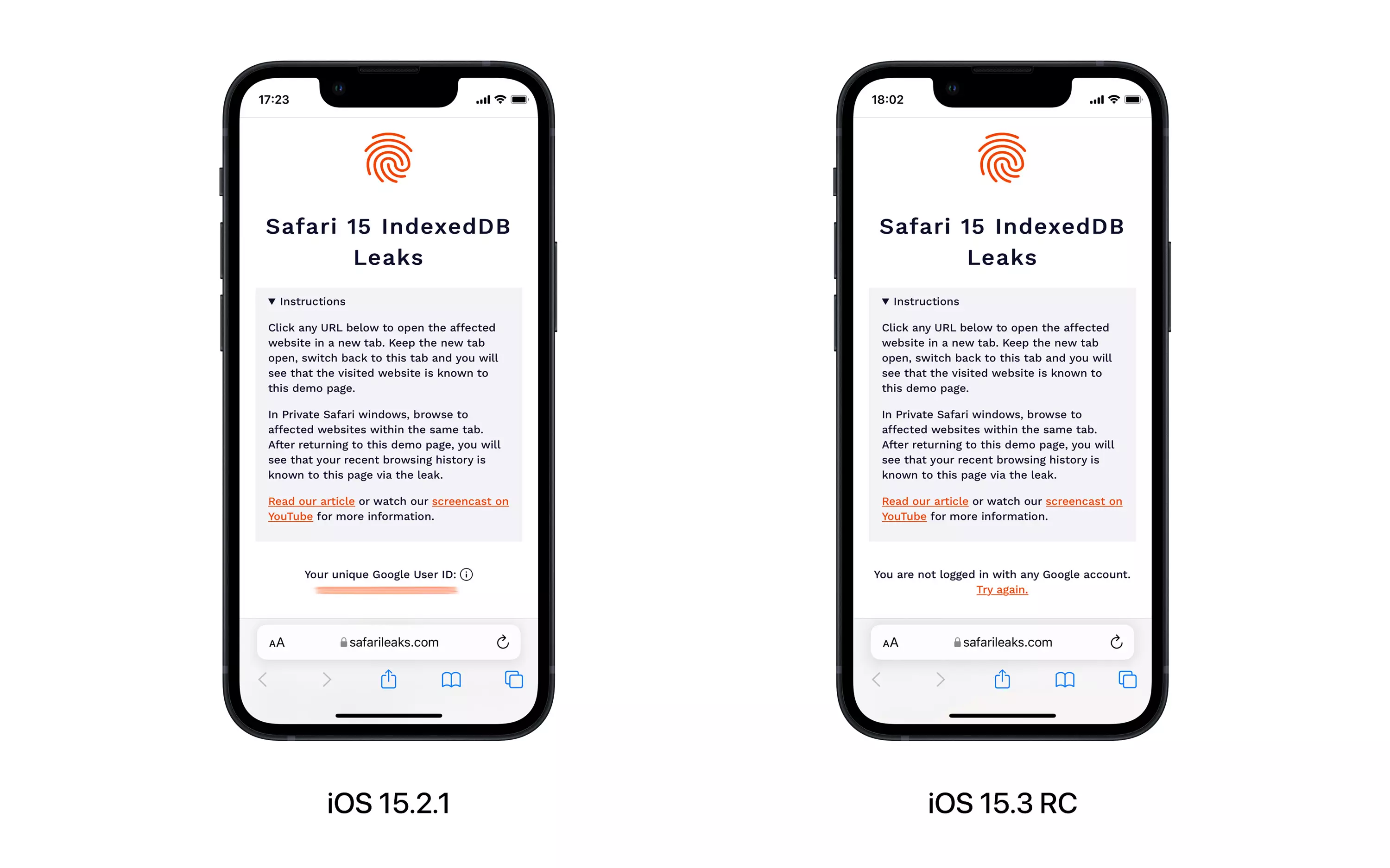 iOS 15.3 RC உலாவல் வரலாற்றைக் கசியும் Safari பிழையை சரிசெய்கிறது 3990_2