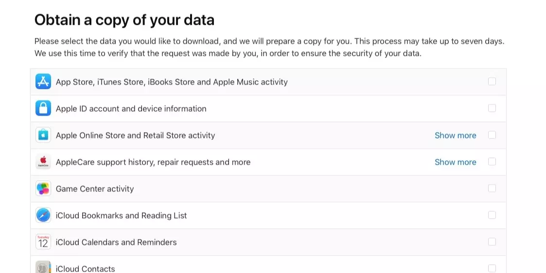 Seolann Apple tairseach príobháideachta nua, is féidir le húsáideoirí cóip a íoslódáil de gach rud atá ar eolas ag Apple fúthu 4714_1