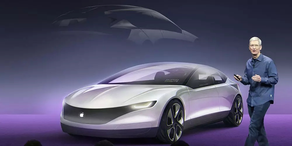 In konsept yn Tesla-styl fan 'e Apple Car fan CarWow