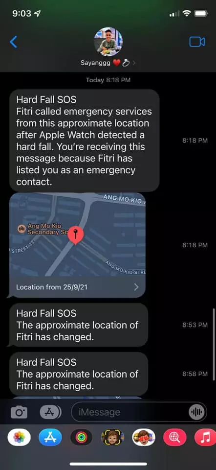 Apple Watch berpirsiyar e ku gazî ambulansê dike û bi hevala motosîkletê ku ji hêla van ve hatî lêdan re têkilî daynin 50139_2