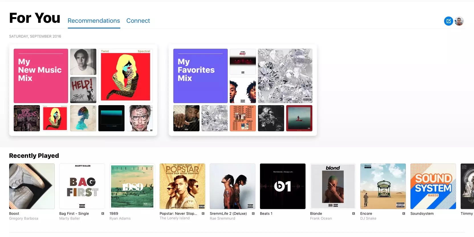 Listas de reprodución de música personalizadas de iTunes Apple Music For You