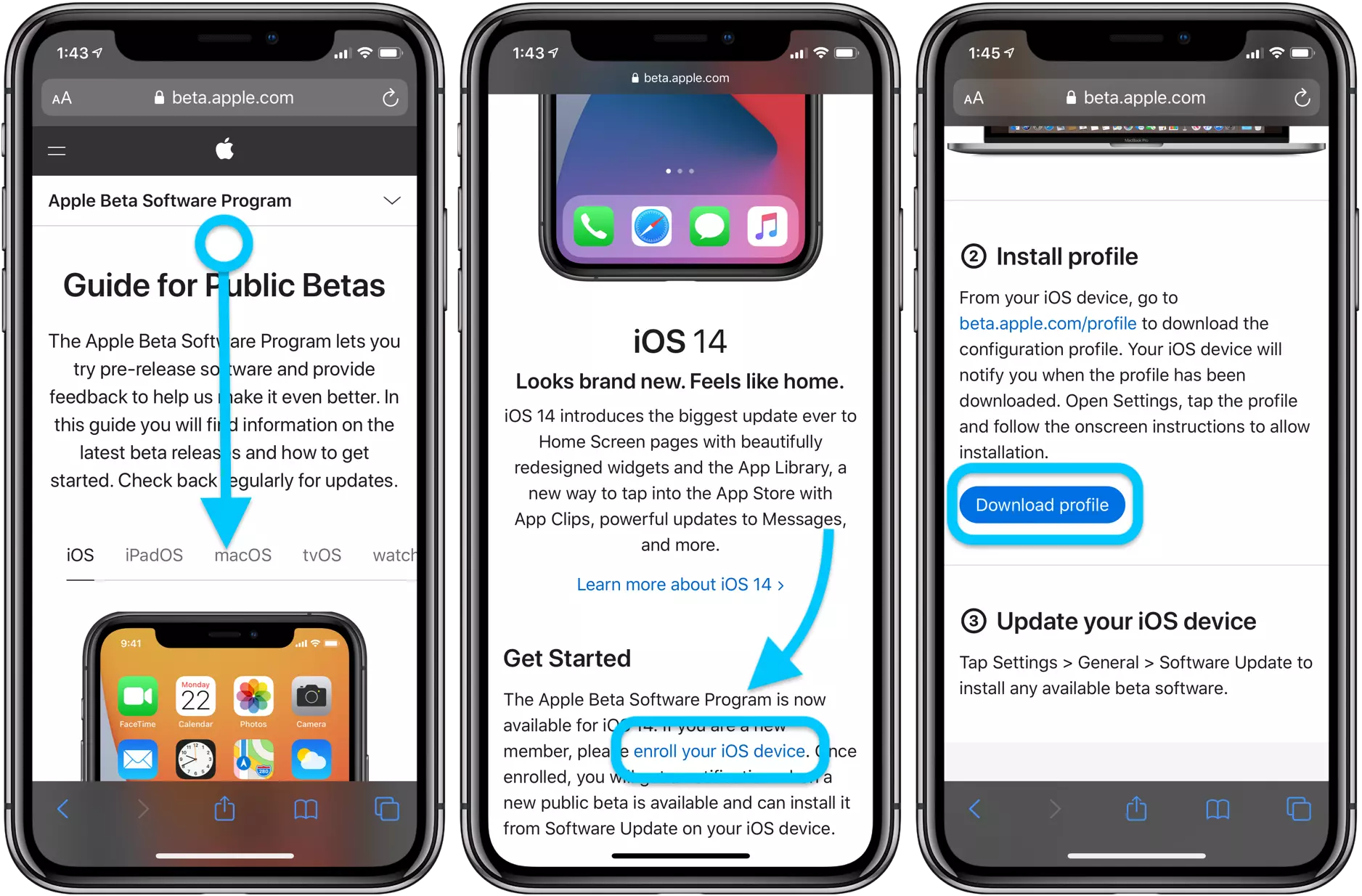 iOS 14 genel beta sürümünü yükleyin