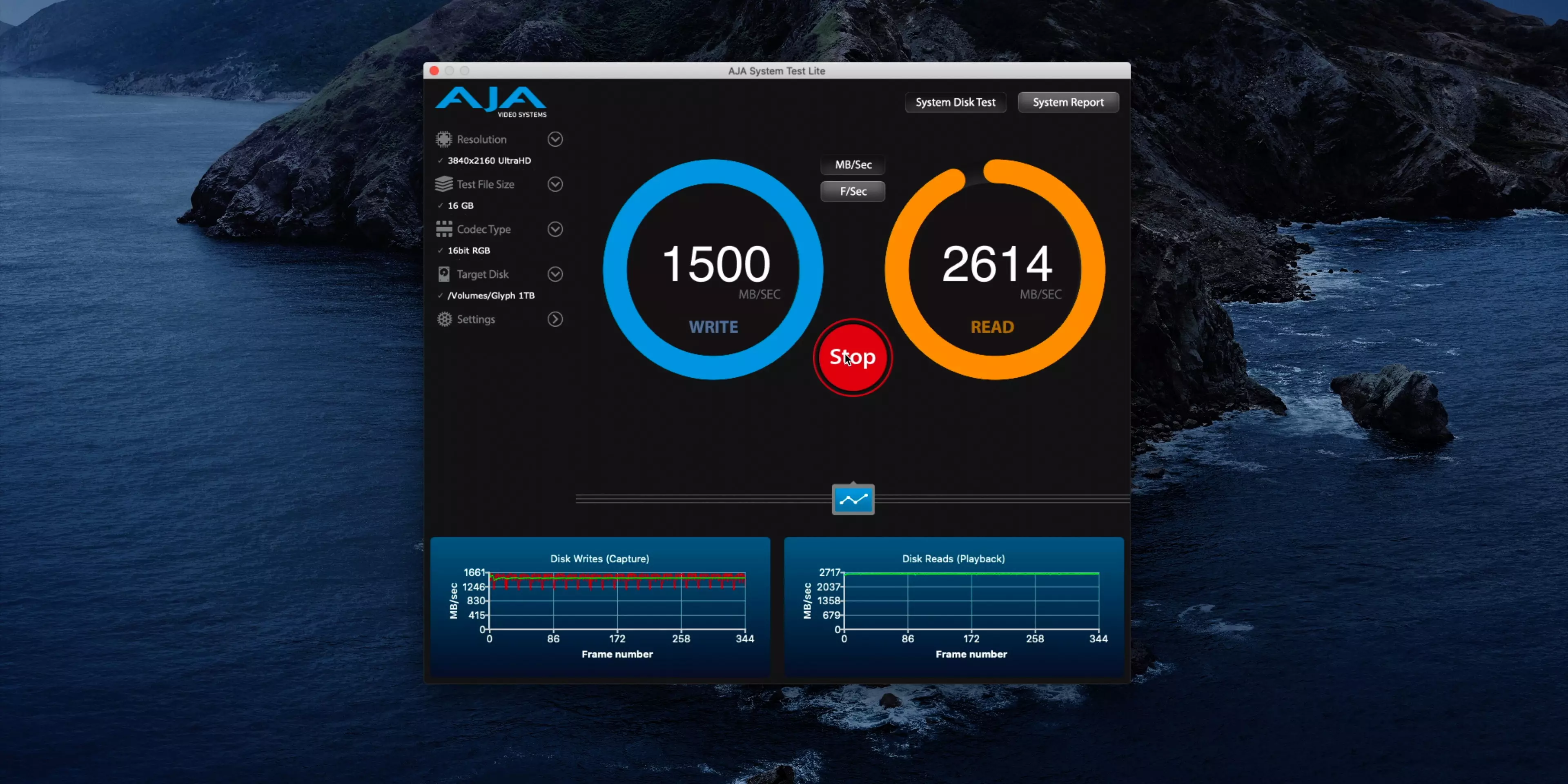 Teste de velocidade Glyph Atom Pro SSD Aja