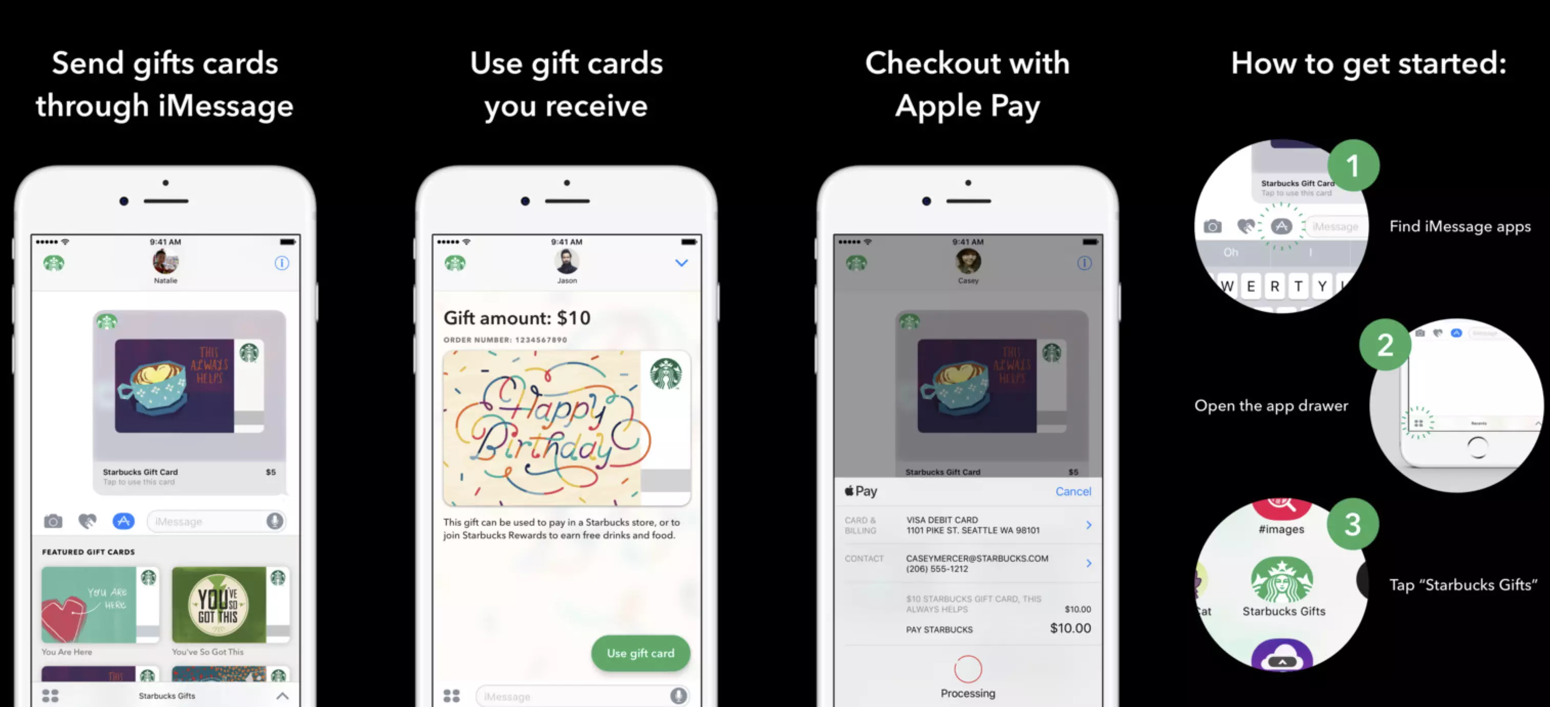 Starbucks pro iPhone přidává aplikaci iMessage pro odesílání dárkových karet s Apple Pay a další 58706_2