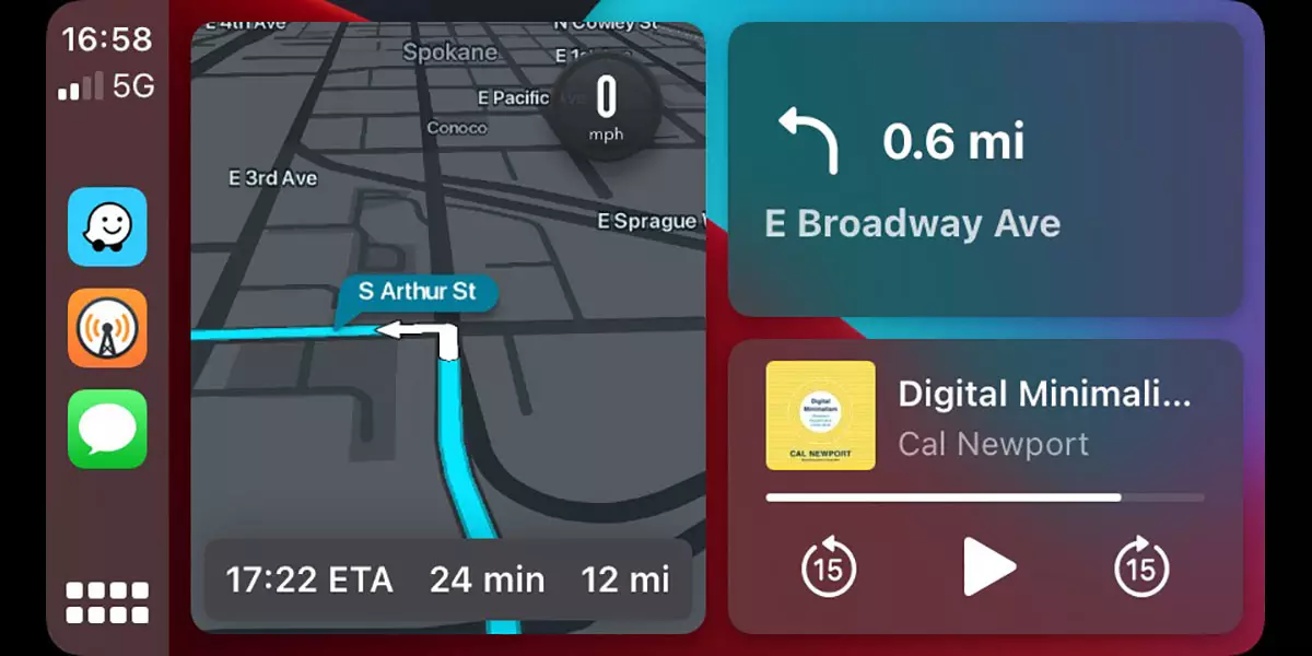 Waze CarPlay panela