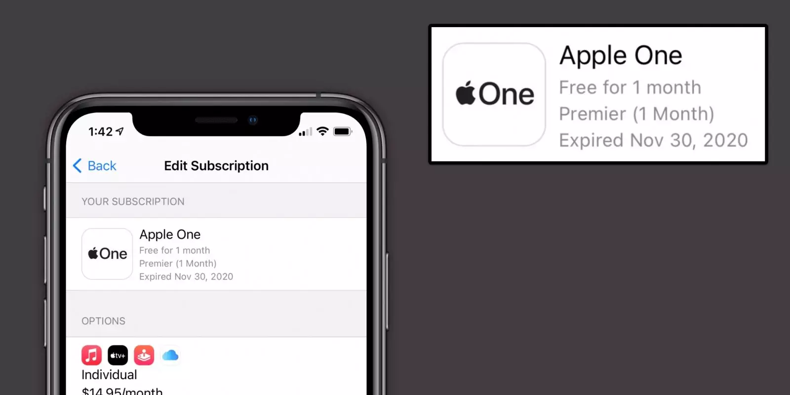 Некои претплати на Apple One се појавуваат како „истечени“ кога корисниците се обновуваат од првиот ден 71739_1