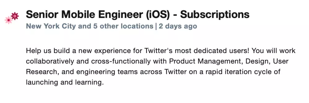 Twitters arbeid med en abonnementstjeneste får gjennomslag med nye iOS-ingeniørjobbannonser [U] 72300_3