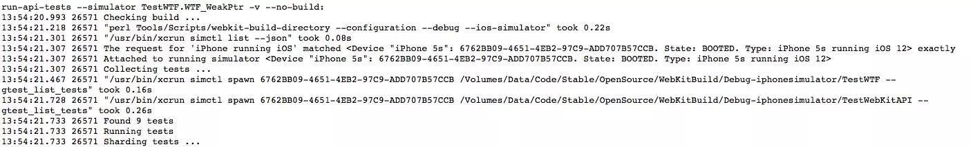 WebKit-testlogger refererer til iOS 12 som kjører på en iPhone 5s-simulator 72893_2