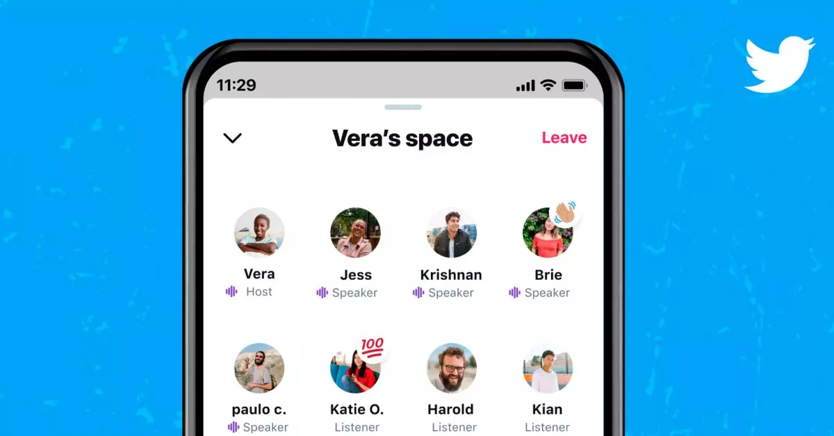 “Spaces” -da internete girmek üçin goldaw bermek üçin “Twitter” işleýär