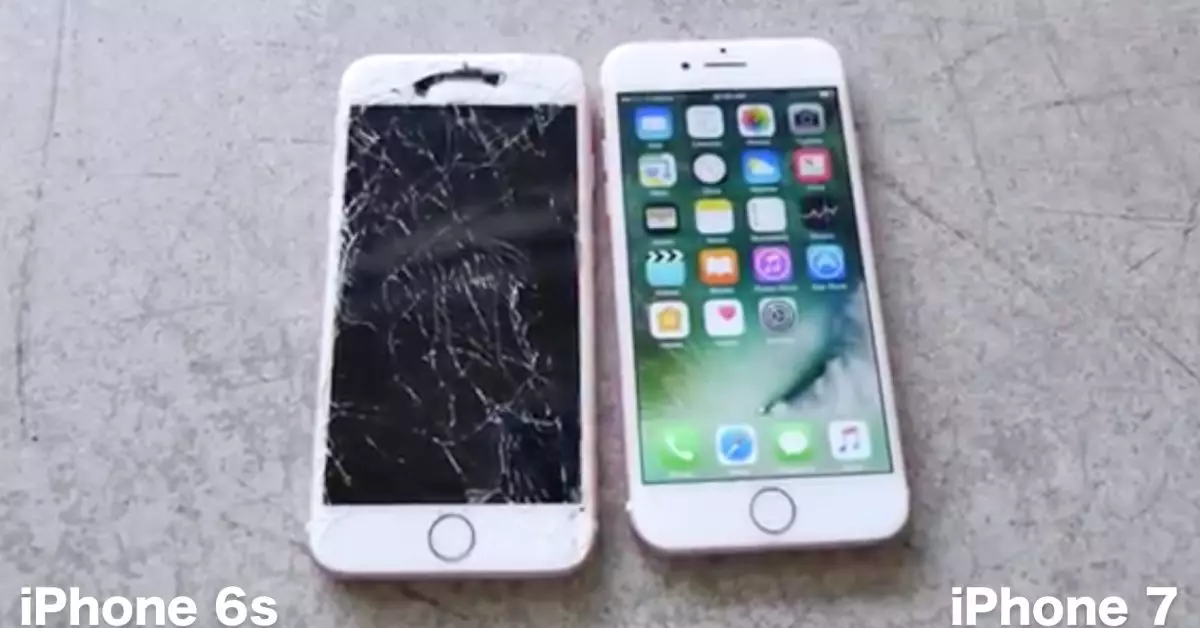 iPhone 7 is fearr le iPhone 6s i dtástáil titime marthanachta, maireann sé titim aghaidh síos deich gcos