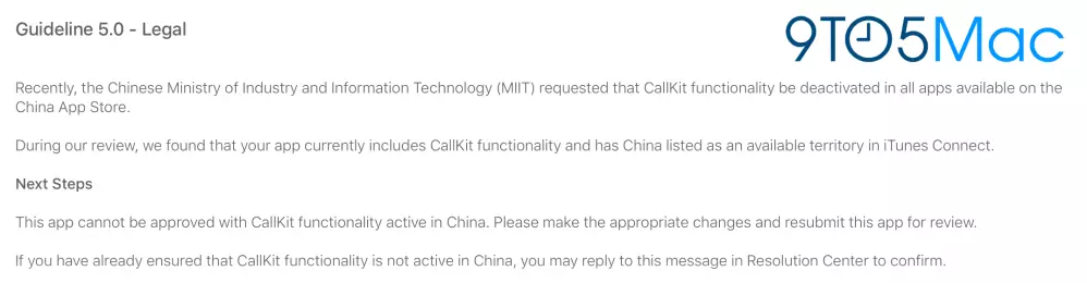 Apple tvrdo zasahoval proti aplikáciám CallKit v China App Store z dôvodu vládneho nariadenia 73818_2