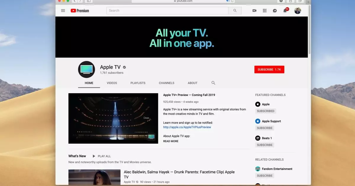 Apple TV-də treylerləri olan yeni YouTube kanalı var