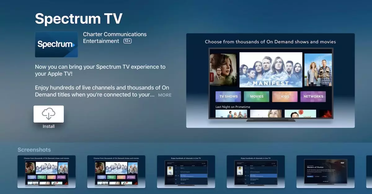 Porogaramu ya Spectrum TV ya Apple TV yasohotse, dore uko wayikoresha