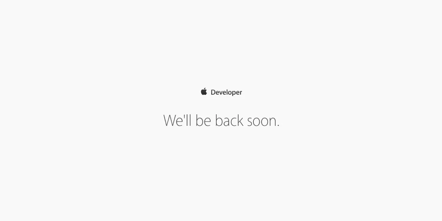 Apple Developer Center Nede Vi kommer snart tilbage