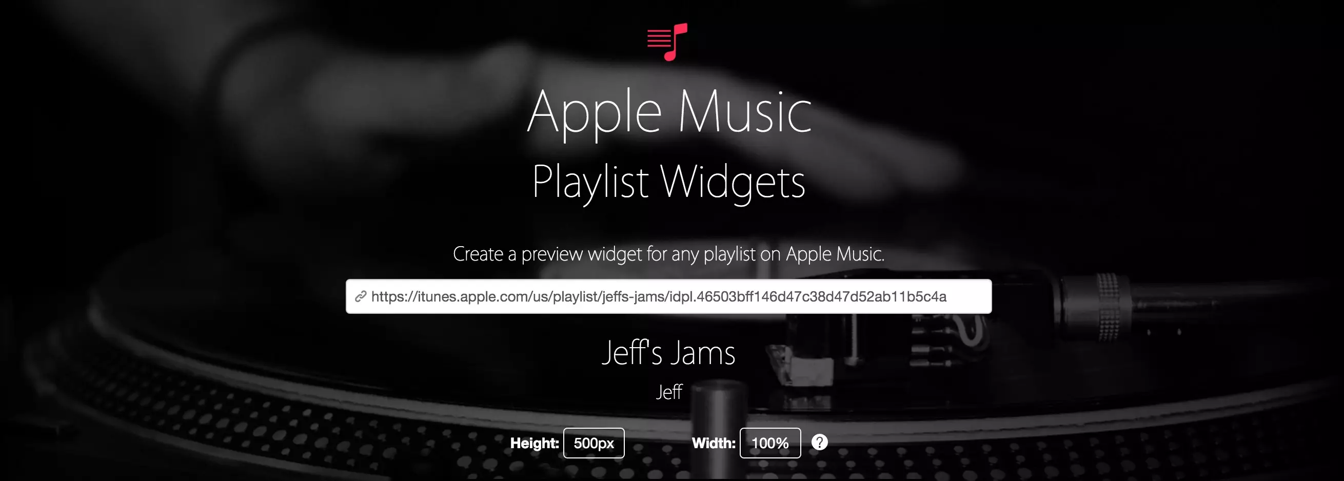 Auala-Ia: Fausia se Apple Music playlist preview widget