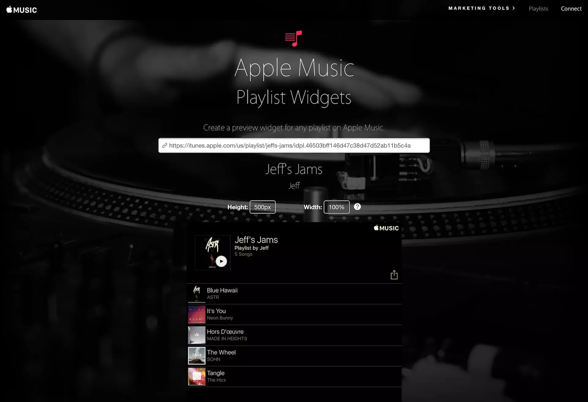 Vidžet za pregled Apple Music plejliste 2