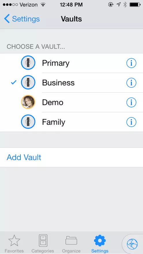 iPhone-Multiple Vaults